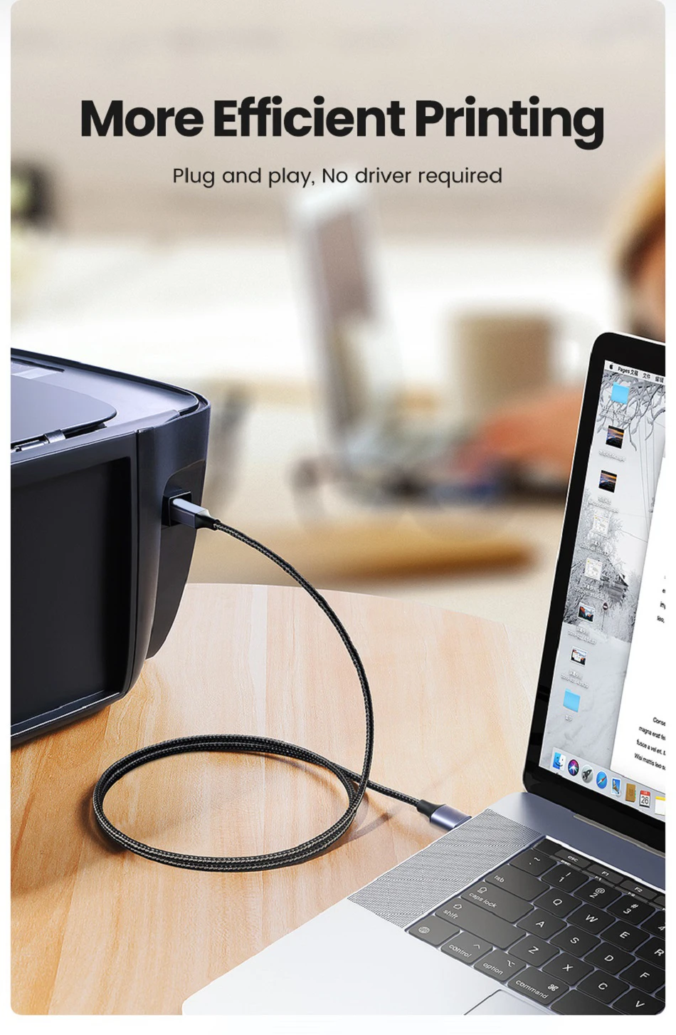 2m - Cordon d'imprirence USB C - Câble d'imprimante USB 2.0 Type-C vers ...