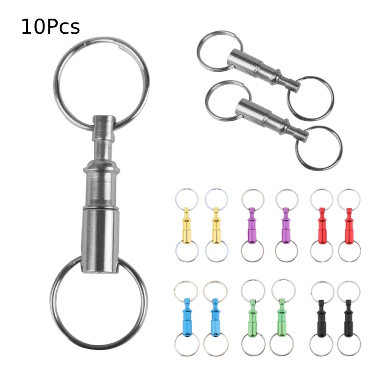 10pcs Dual Detachable Split Keyring Keychains Quick Release Pull-Apart ...