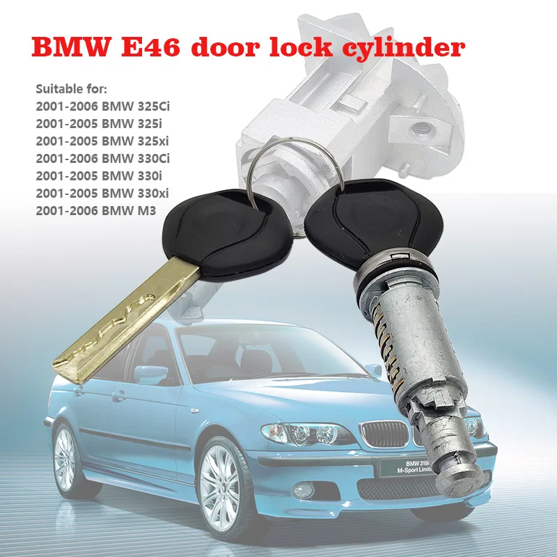 For-2001-2006-BMW-E46-3-series-door-lock-cylinder-with-2-keys ...