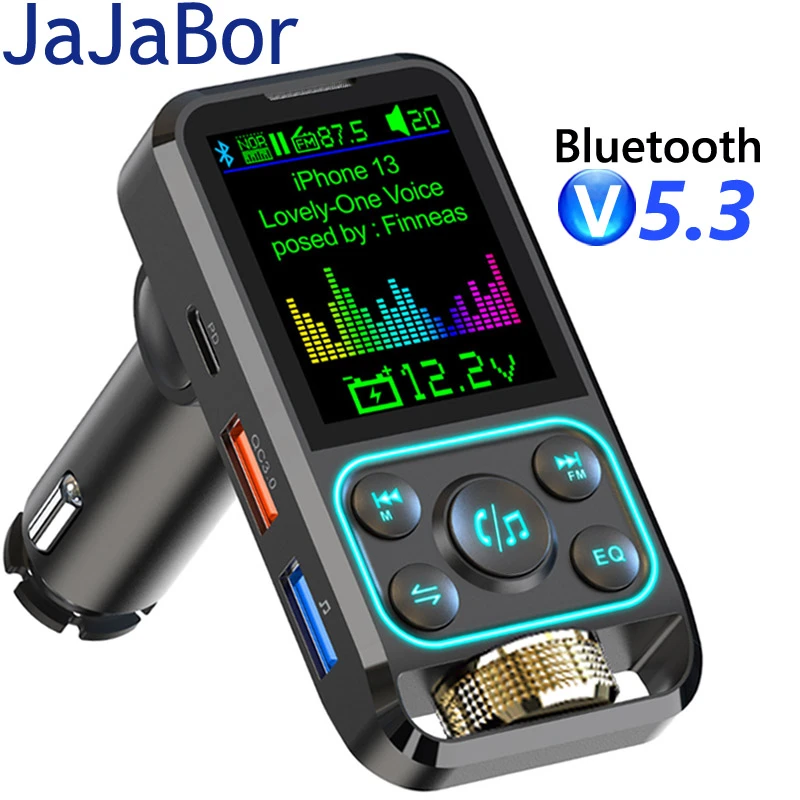 JaJaBor FM Transmitter Car Bluetooth Handsfree Car Kit AUX Audio ...