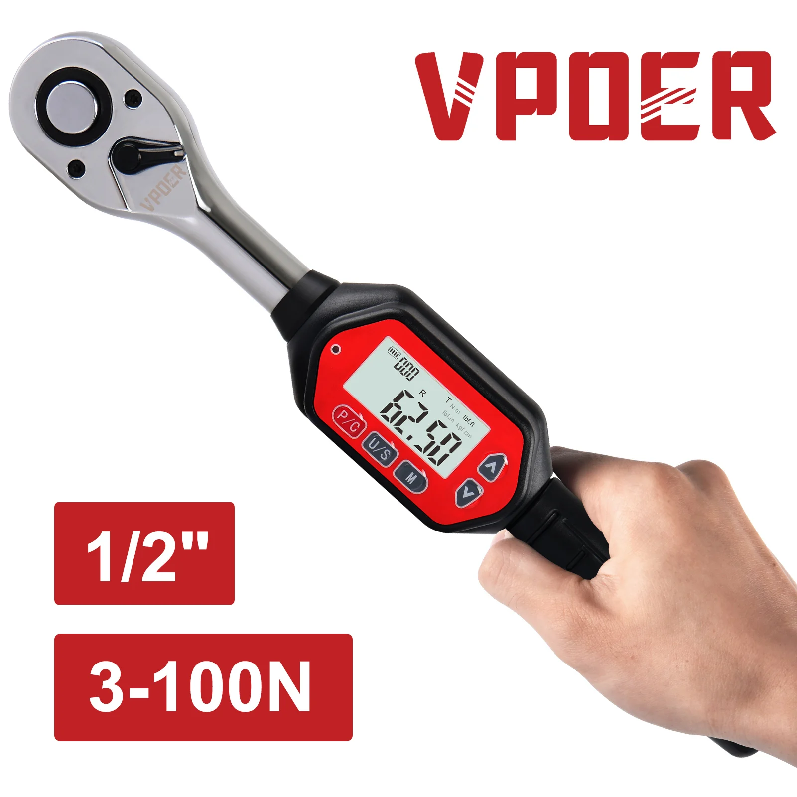 Chave de torque digital de 1/2 100 Nm Drive, 2,2 73,7 ft lbs (26,5 885 inch pound) com campainha ...