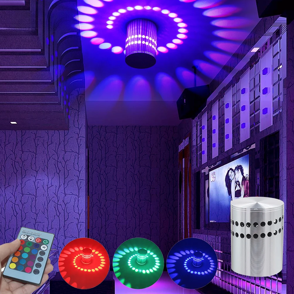 LED-Wall-Light-With-Remote-Controller-RGB-Spiral-Hole-Indoor-for-Party ...