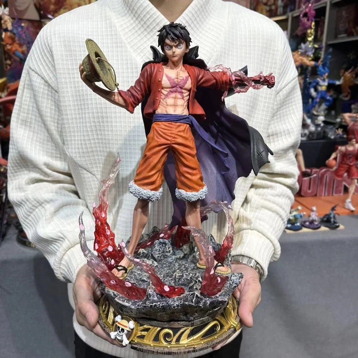 One-Piece-Anime-Figure-GK-Luffy-37CM-With-Light-Manga-2-Heads-Action ...