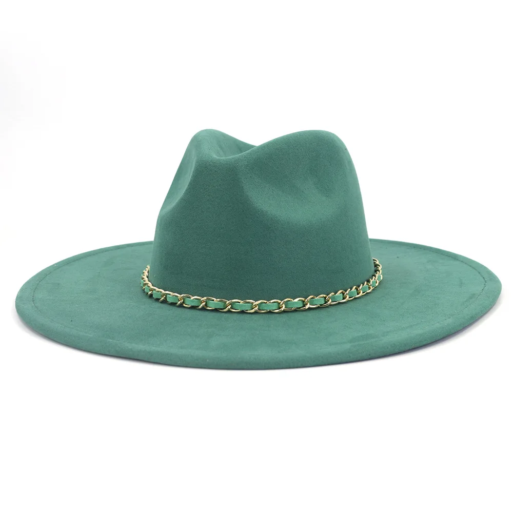 Sombrero-de-copa-de-gamuza-verde-con-cadena-para-mujer-elegante-gorro ...