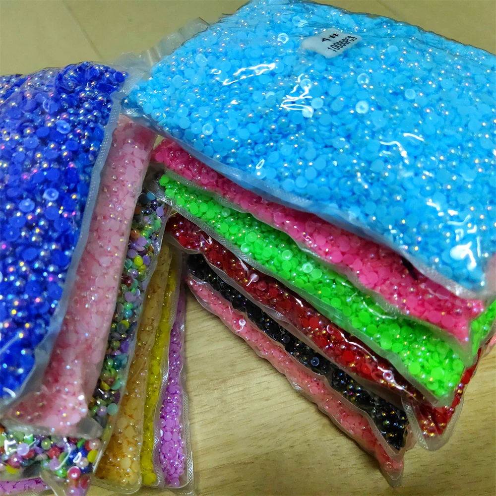 All Size AB Color Imitation Flatback Pearls Half Round Pearl ABS ...