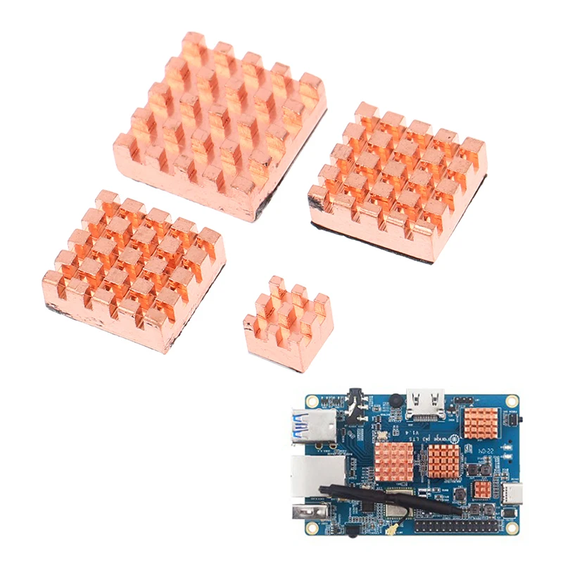 4Pcs/Set Pure Copper Heatsink For Orange Pi 3 LTS CPU Chip Cooling Heat ...
