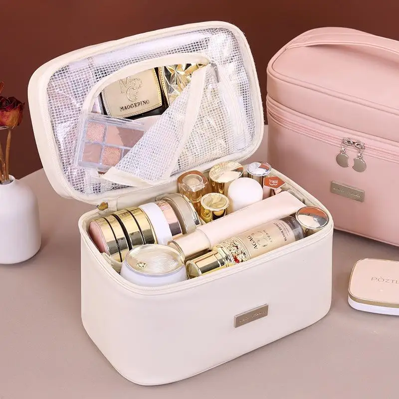 Luxury Large Capacity Makeup Bag Waterproof PU Material Creamy Feel ...
