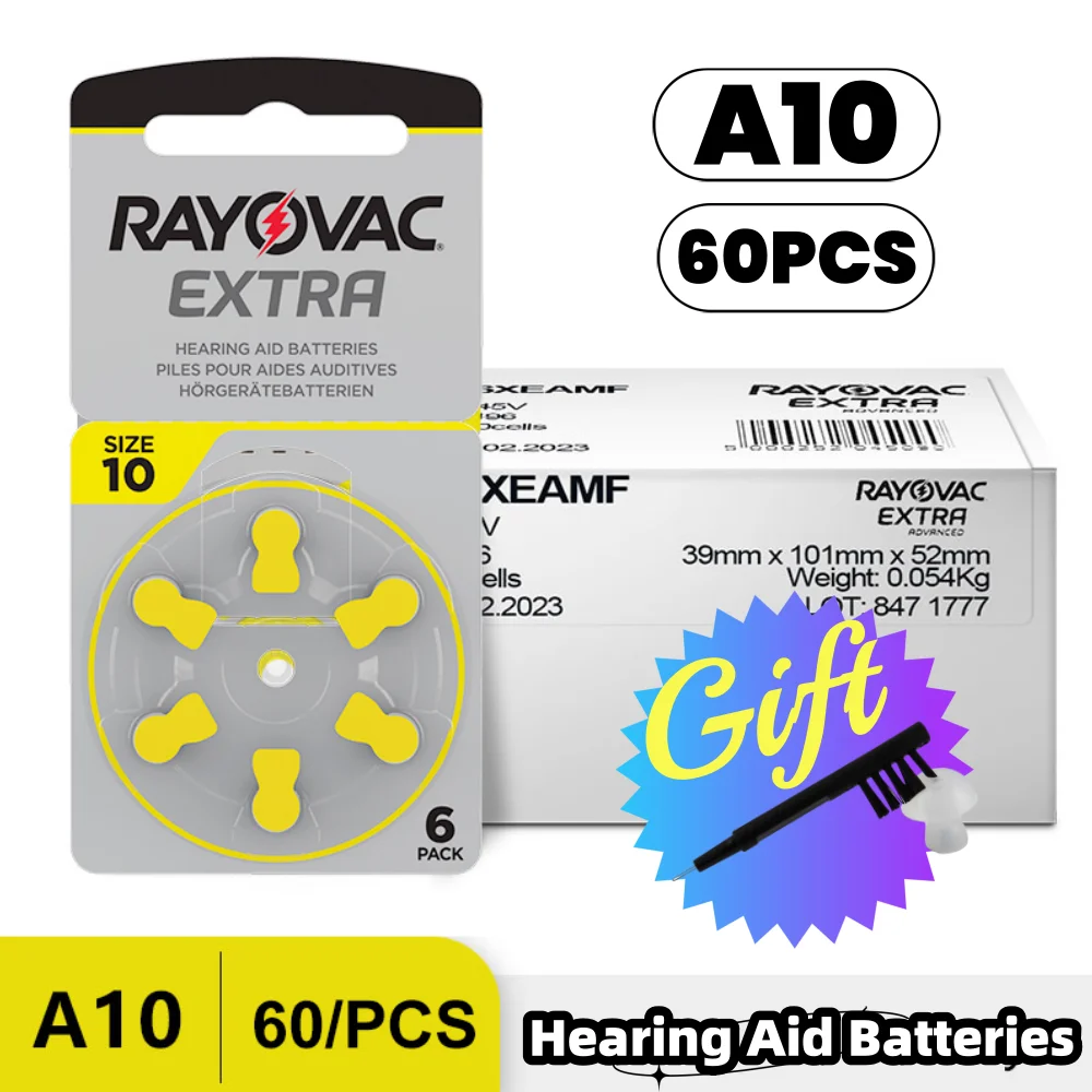 60-PCS-10-Cards-RAYOVAC-EXTRA-Zinc-Air-Hearing-Aid-Battery-Performance ...