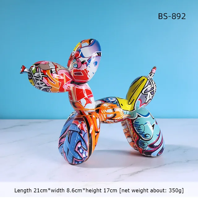 Nordic Modern Art Resin Graffiti Sculpture Balloon Dog Statue Creative ...