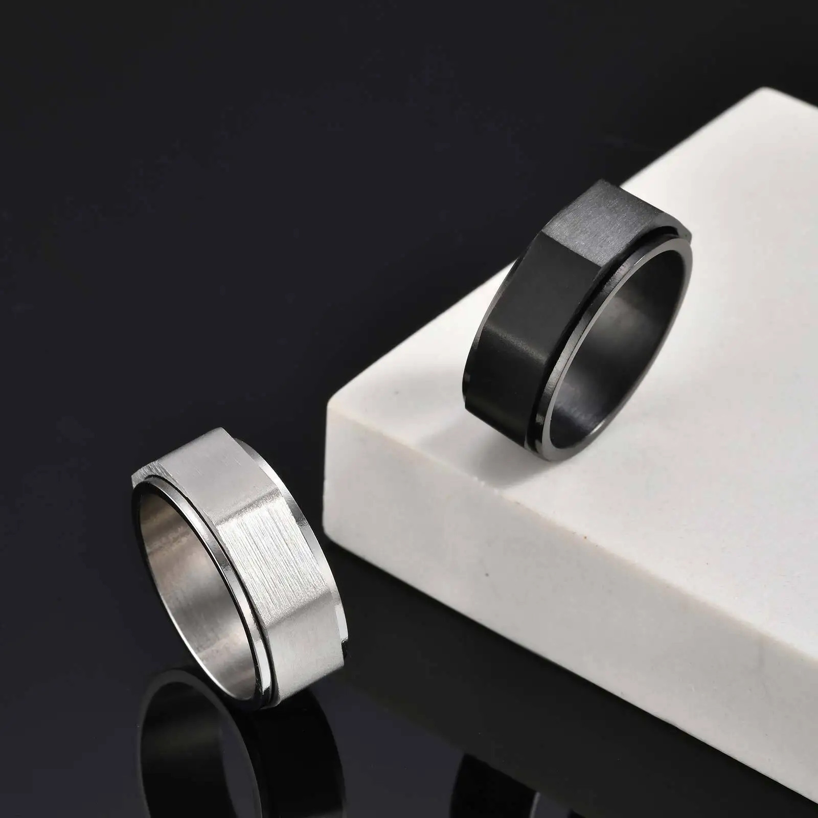 Casual Stainless Steel Spinner Ring for Men Boys,Relieve Anxiety ...
