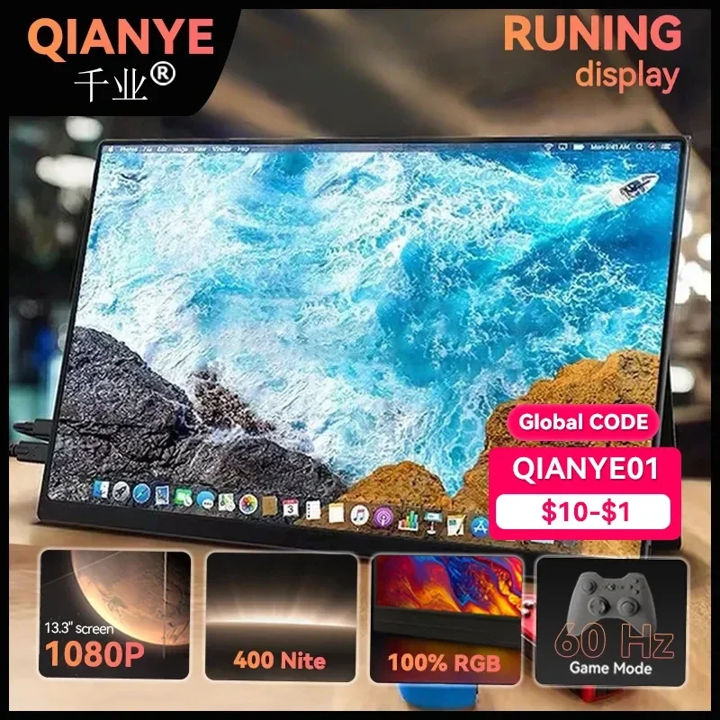 Monitor-port-til-13-3-1080P-4K-400nite-FHD-100-RGB-60HZ-USB-tipo-C ...