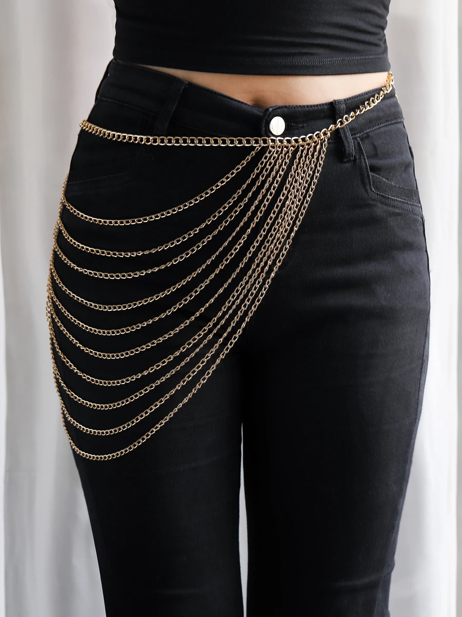 Layered Waist Chain Body Jewelry For Women Metal Body Chain Party Music ...