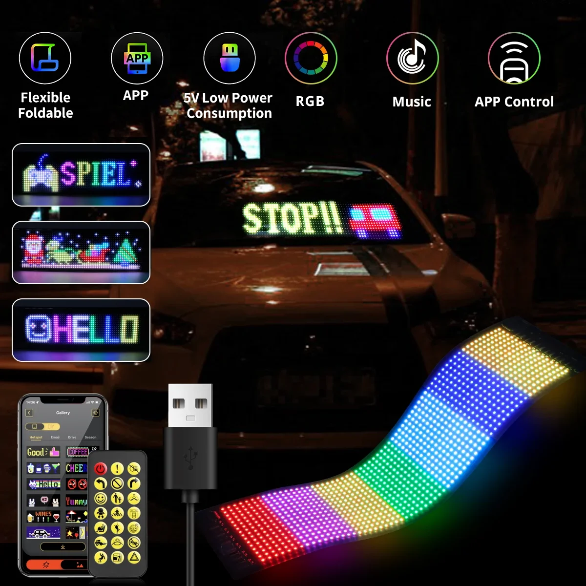 LED-Matrix-Pixel-Screen-Panel-USB-5V-Addressable-Animation-LED-Display ...