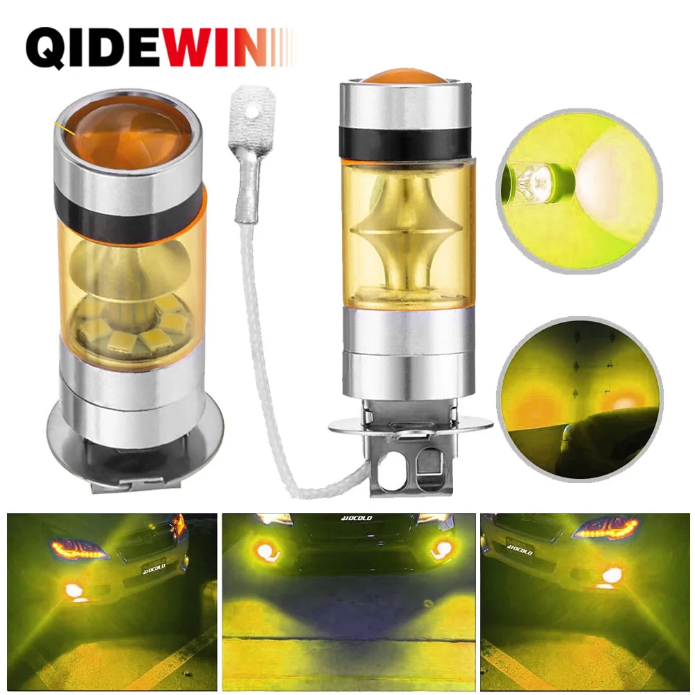 2 Pack H3 Led Fog Light Bulbs Yellow 4300k 5000lm High Power Super ...
