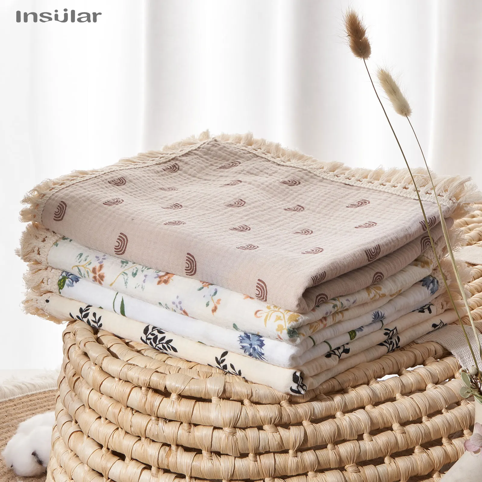 Manta-receptora-con-borlas-para-beb-reci-n-nacido-manta-envolvente-con ...