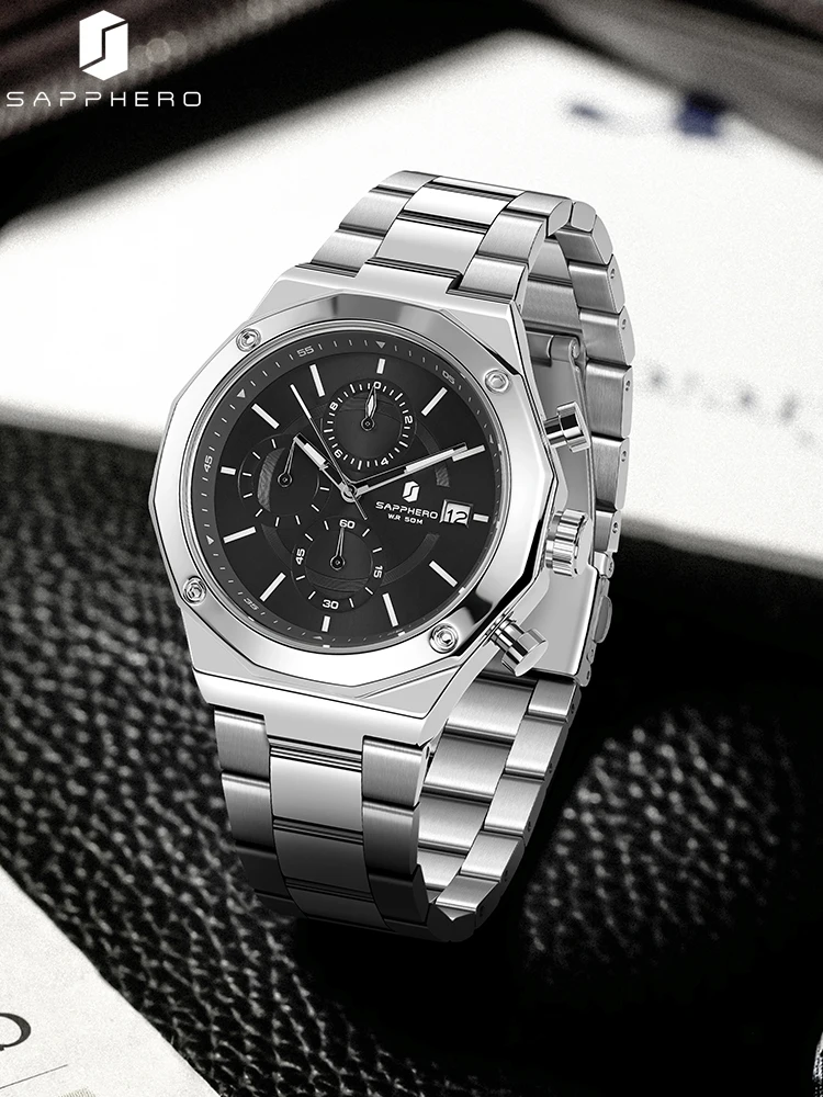 SAPPHERO-Men-s-Watch-50M-Waterproof-Stainless-Steel-Watch-Men-s-Gift ...