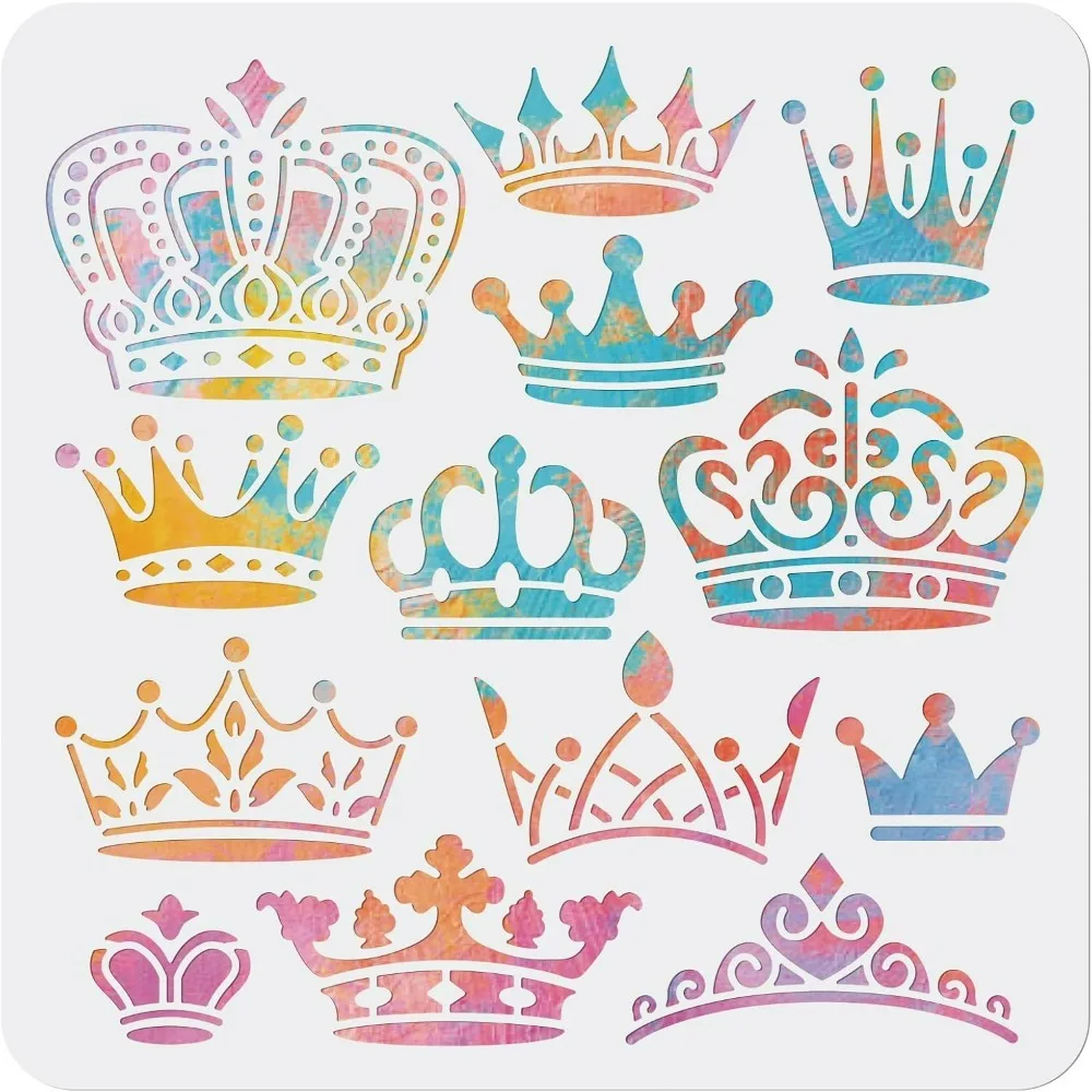 13 Styles Crown Stencil Queens Princess Crown Stencils for Painting 11. ...