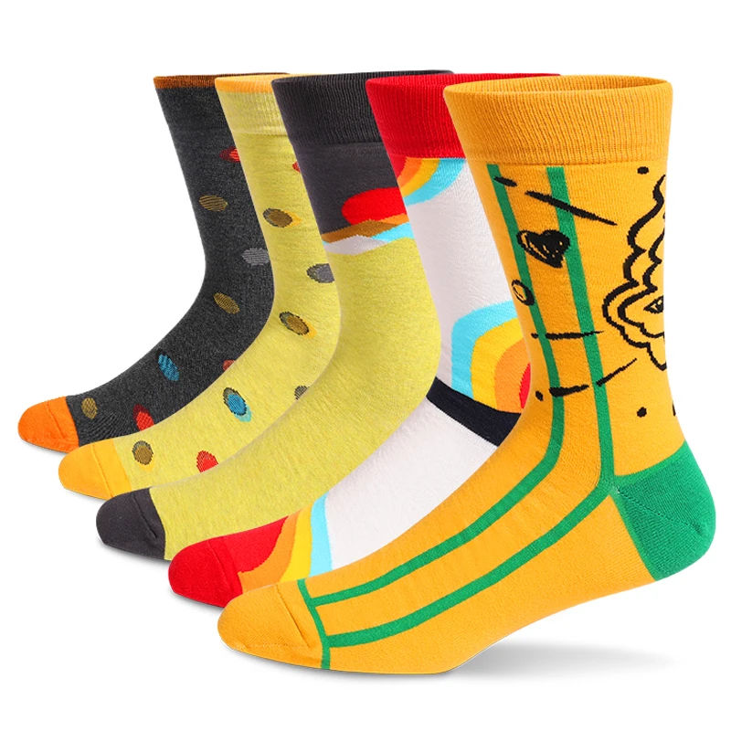 5Pairs-Mens-Fun-Dress-Socks-Pattern-Funny-Socks-Pack-Colorful-Striped ...