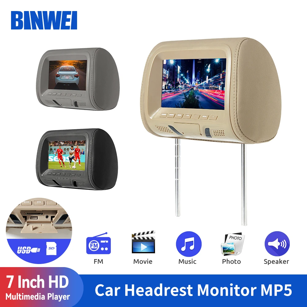 BINWEI-7-Inch-Car-Multimedia-Player-Headrest-Monitor-MP5-FM-USB-SD ...