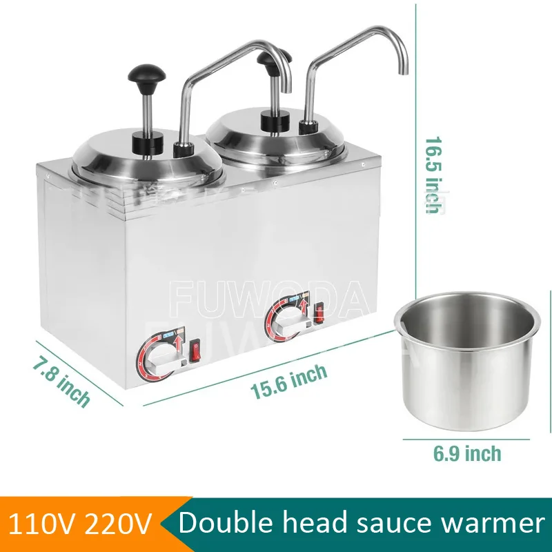 Commercial-Sauce-Warmer-Machine-2-Pot-Hot-Fudge-Pump-Warmer-Double-Head ...