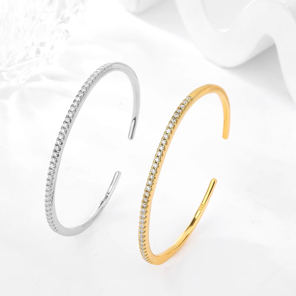 Moissanite-Cuff-Bangle-925-Sterling-Silver-for-Women-Zirconia-Adjusatble-Bangles-with-Moisa-GRA ...