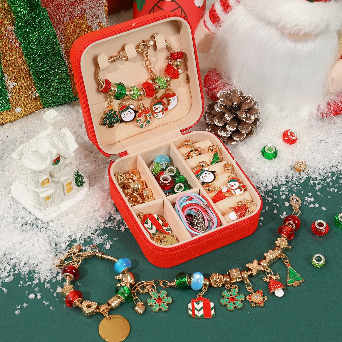 46pcs-Christmas-DIY-Beaded-Bracelet-Set-with-Storage-Box-Christmas ...