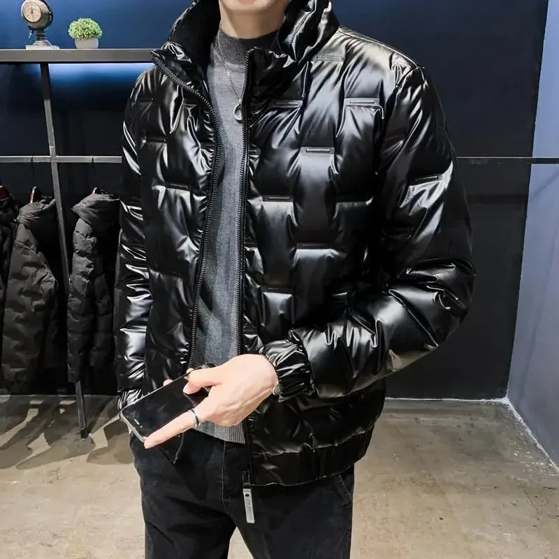 Men-s-Down-Jacket-Glossy-Male-Padded-Coats-Short-Parkas-Collared-Padding-Winter-2024-Outerwears ...