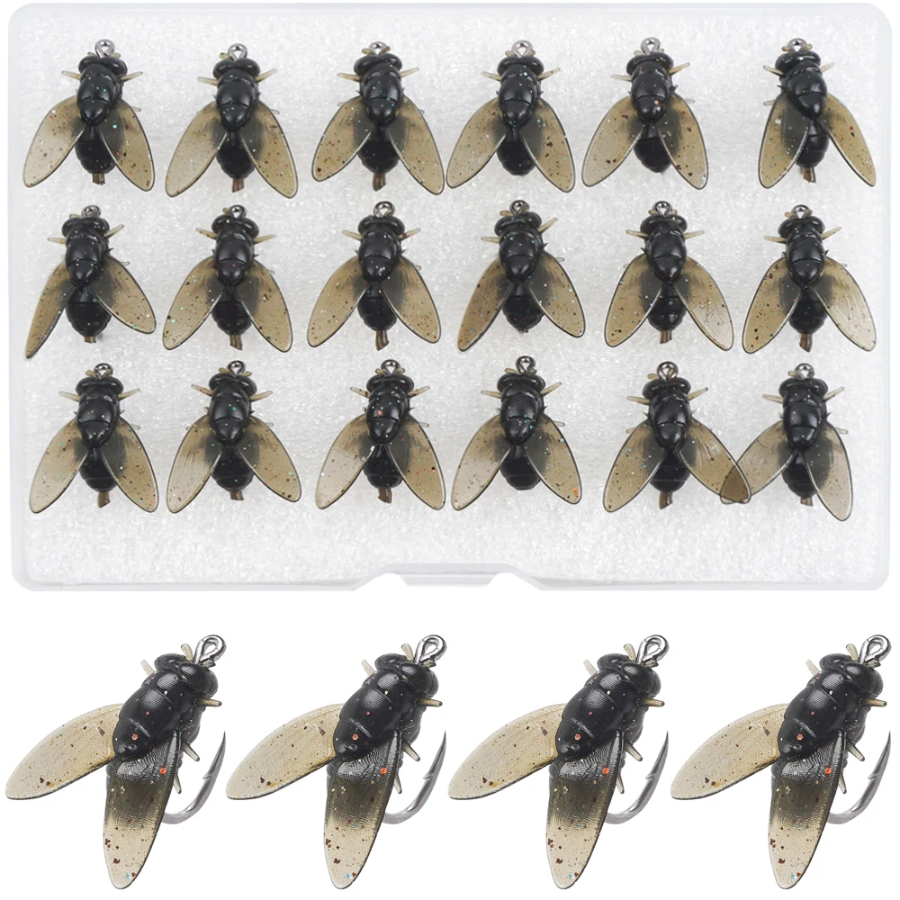 18Pcs-Fly-Fishing-Flies-Kit-Rubber-Fly-Fishing-Lures-Lifelike-Soft ...