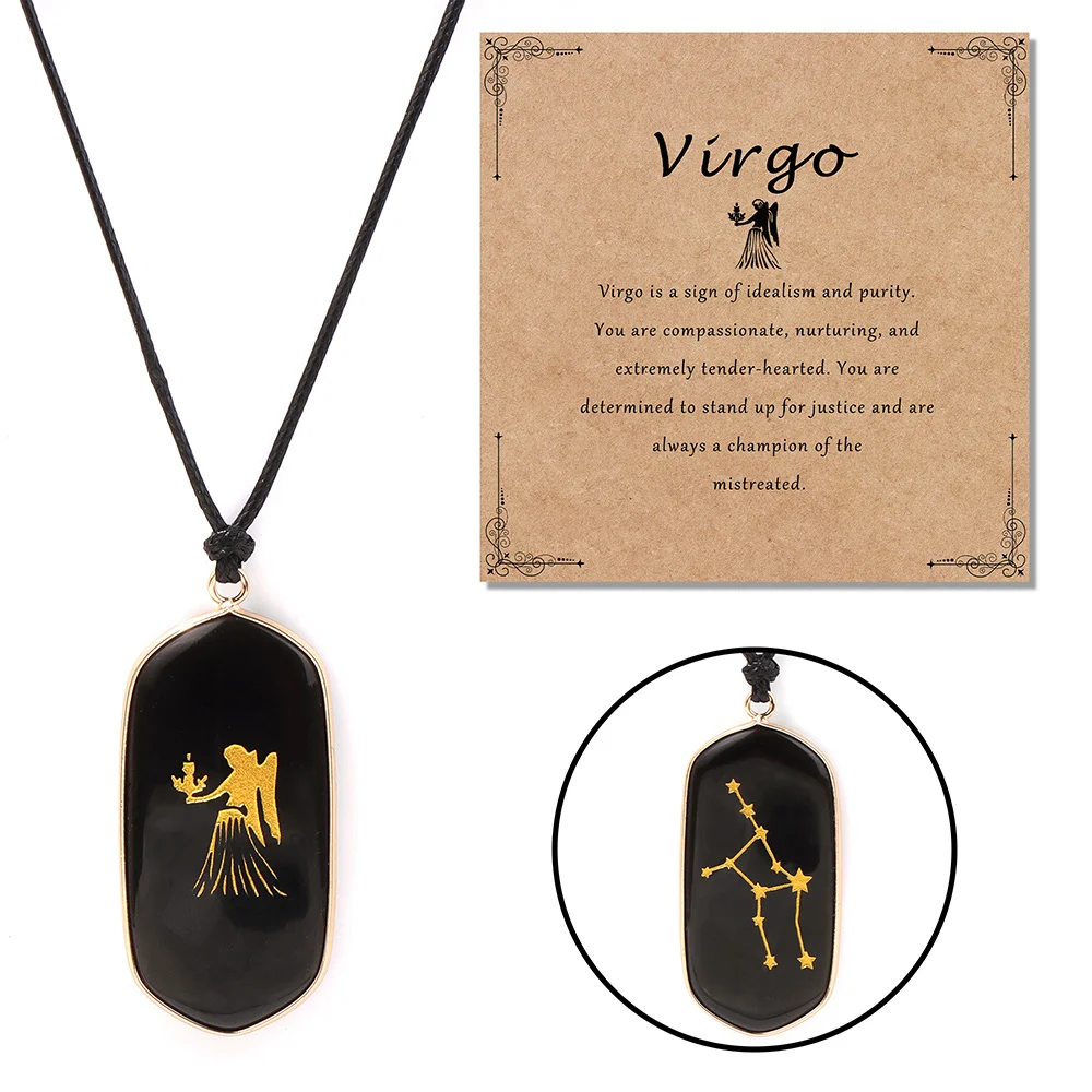 Virgo 12 Constellation Zodiac Sign Necklaces for Women Men Black ...