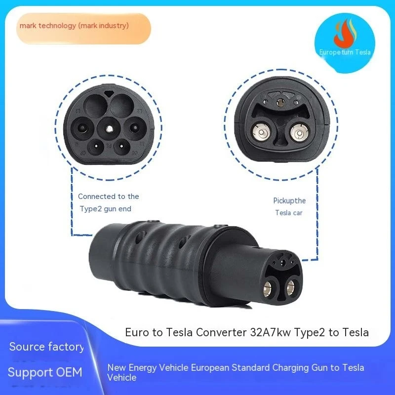 New-Energy-Vehicle-Tesla-Adapter-32A-Type2-European-Standard-to-Tesla ...
