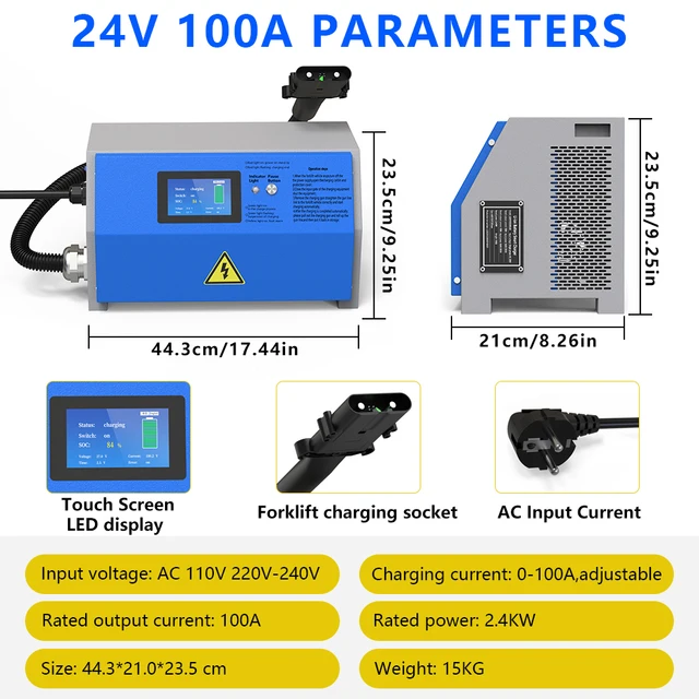 Portable Battery Charger 24V 48V 100A 200A Electric Vehicle Forklift ...