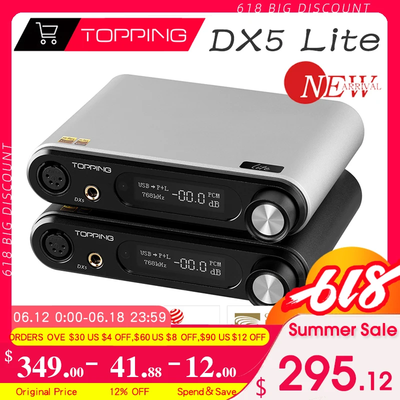 TOPPING decodificador de Audio Digital DX5 Lite ES9068AS * 2 DAC, amplificador de auriculares ...
