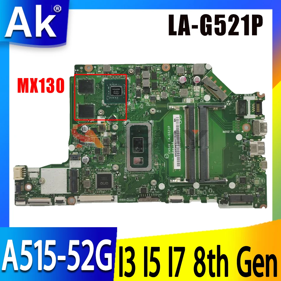 A515 52G LA G521P placa mãe para acer aspire a515 A515 52G computador portátil placa mãe ...