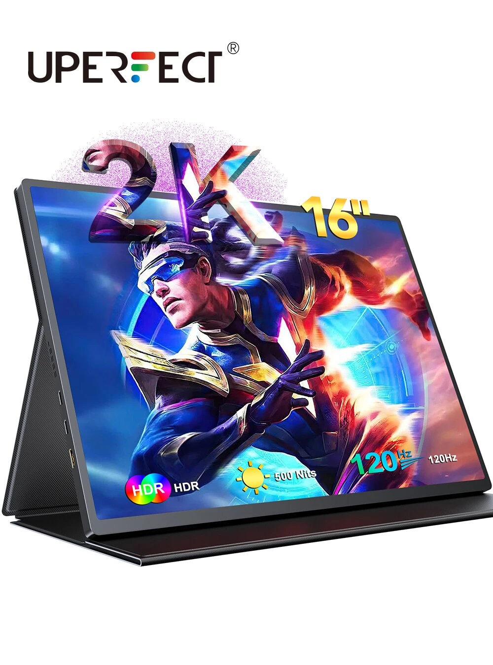 Uperfect 16 Inch 2k Portable Monitor 2560x1600 Qhd 500nits 120hz Hdr ...