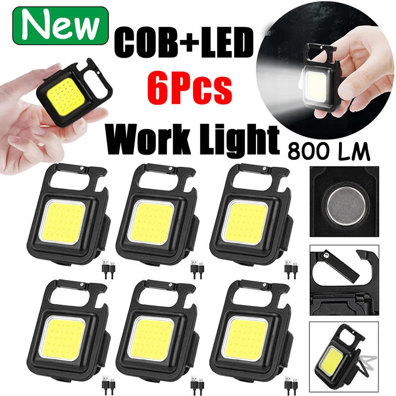 Mini Led Flashlight Usb Rechargeable Led Light 4 Modes Keychain Work ...