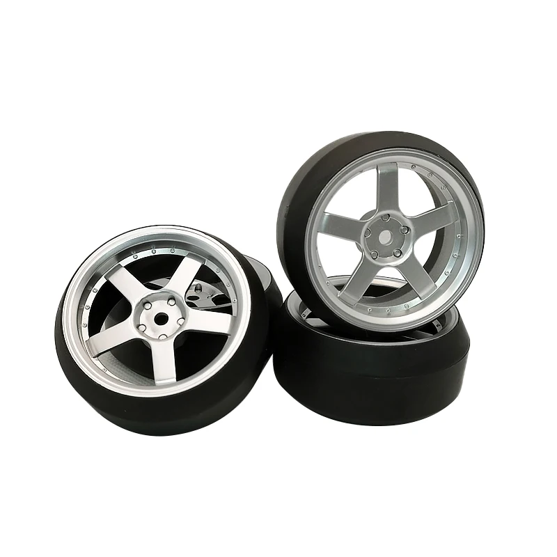 1/10 Rubber Tire Wheel Set Model Rim 12mm D5S + PP0369 Fit 1:10 RC On ...