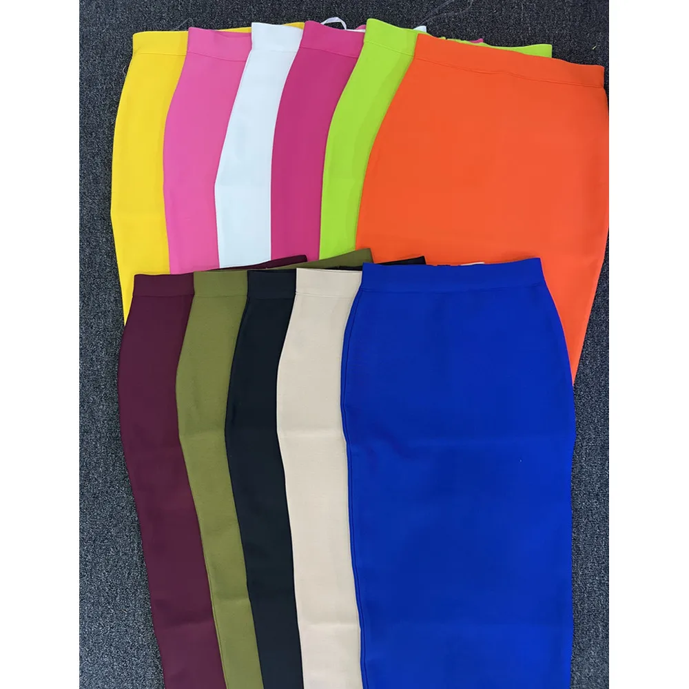 13Colors 78CM Stretchable Bandage Skirt Women Elegant High Waist Midi ...
