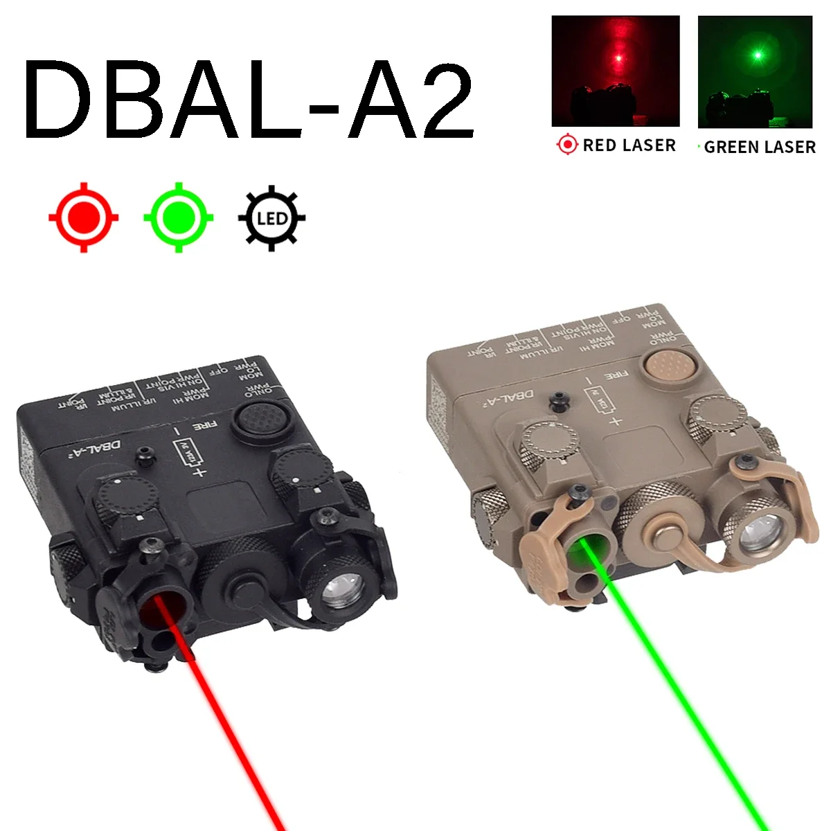 DBAL-A2-Vermelho-Verde-Laser-Sight-Combo-Tactical-Airsoft-IR-Light ...