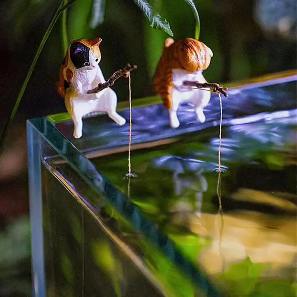 Fish-Tank-Cat-Statue-Fish-Tank-Decoration-Realistic-Cat-Ornaments-for ...