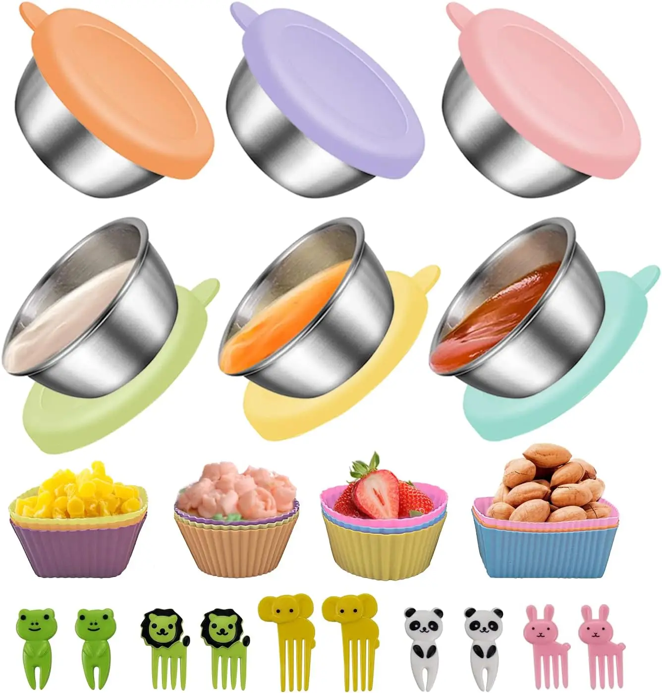Kids School Bento Lunch Box Accessories Set With Silicone Lunch Box ...