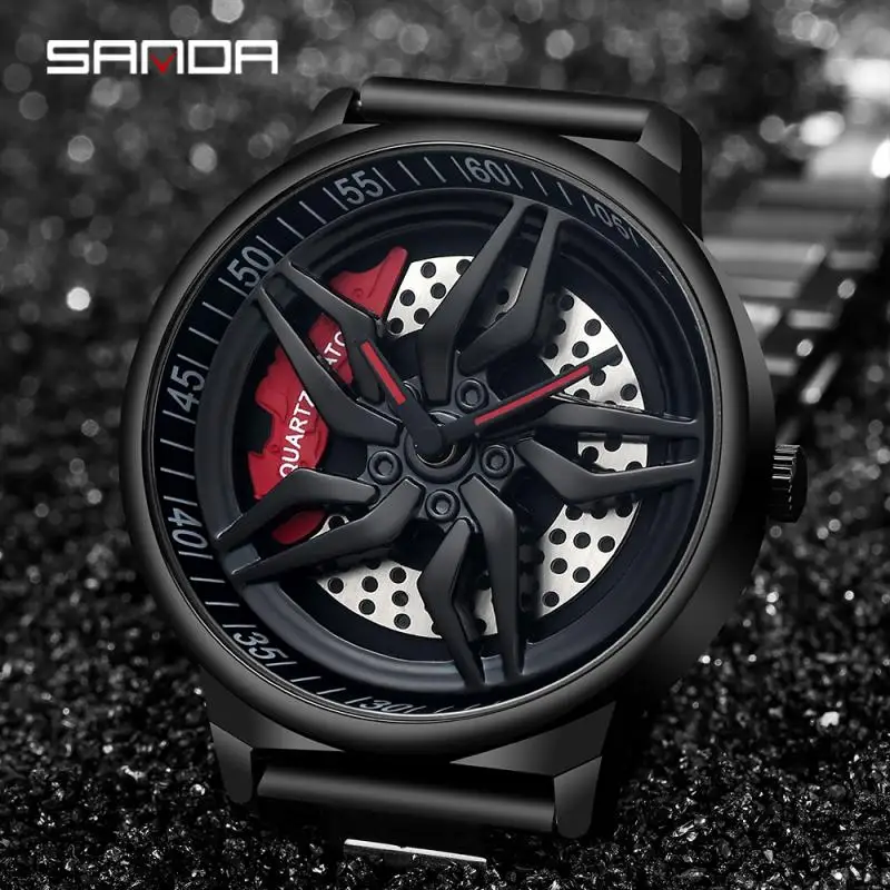Rotating-Dial-Waterproof-Car-Wheel-Watch-Men-Quartz-Sport-Steel-Clock ...