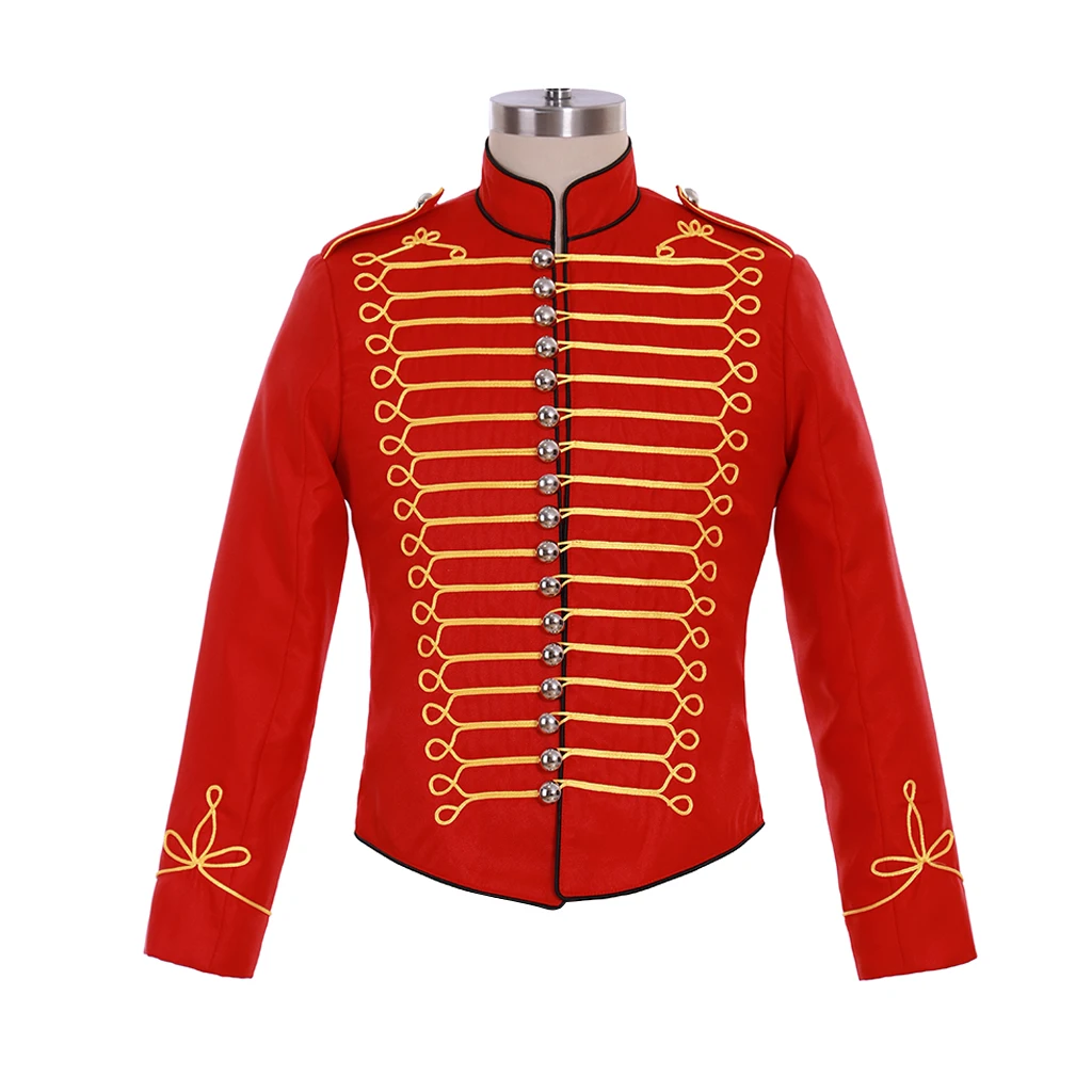 Men's Golden Embroidery Hussar Parade Jacket Gothic Steampunk Military ...