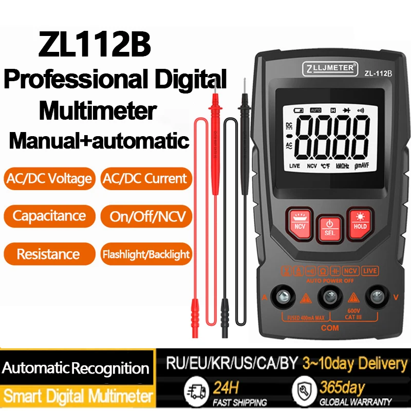 Smart-Multimeter-Capacitance-Ohm-AC-DC-Current-Voltage-Meter-Digital ...