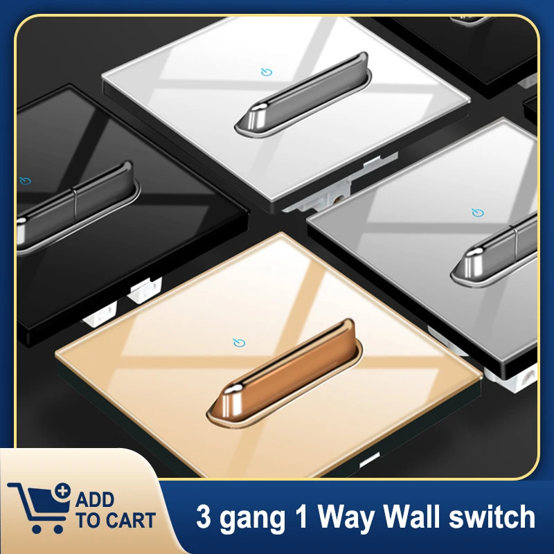 Yinka Crystal Tempered Glass Switch Panel Led Indicator 1 2 3 4 Gang/1 ...