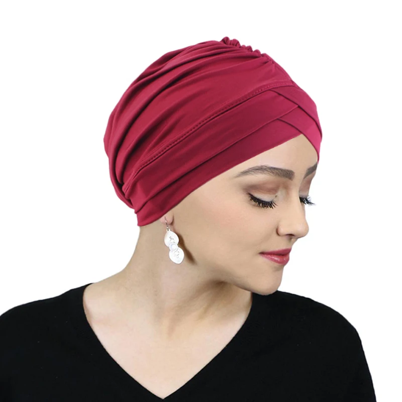 Muslim Underscarf Women Elastic Cross Head Wrap Inner Hijab Caps Chemo ...