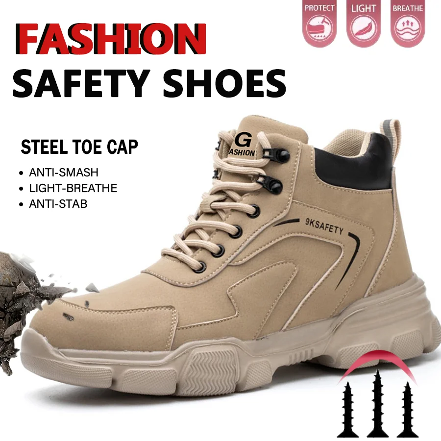 Safety Shoes Man Steel Toe Anti-Puncture Men's Work Shoes Men's Safety ...