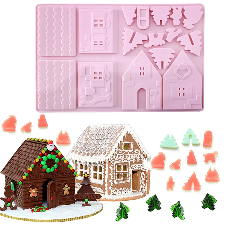 Casa-De-Gingerbread-De-Natal-Kit-De-Molde-De-Silicone-3D-Molde-De ...