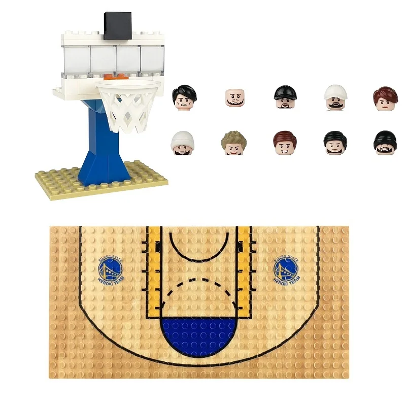 MOC Minifigs Sport Basketball Player Figures Basketball Stand Court ...
