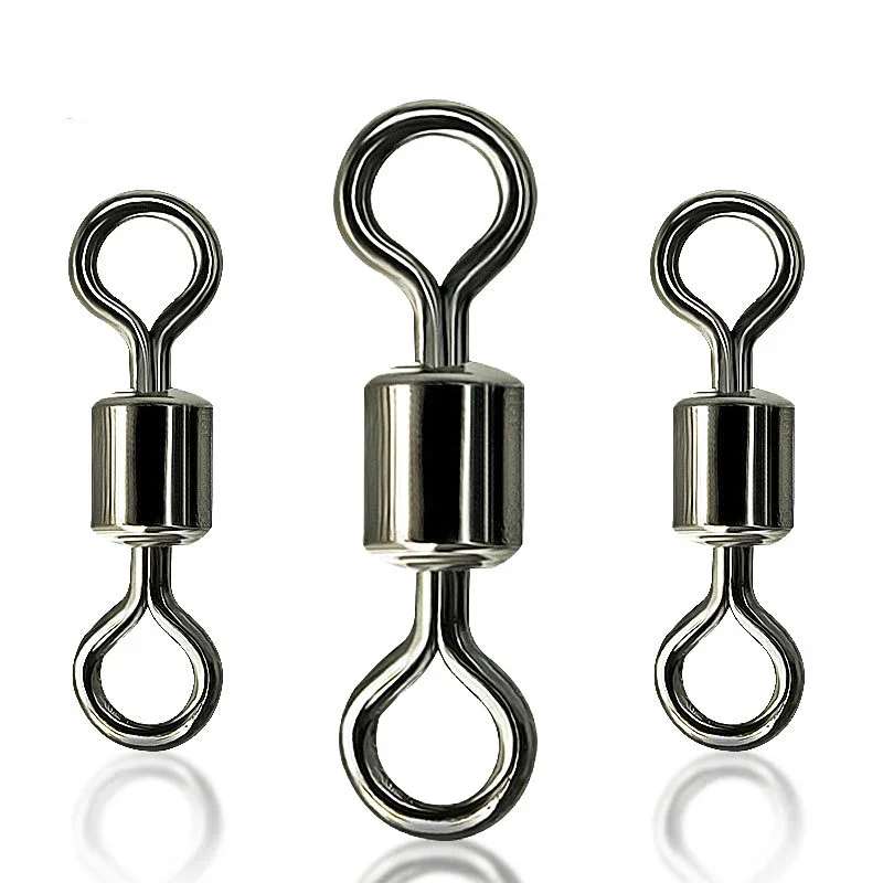 100pcs Fishing Swivel Solid Connector Ball Bearing Snap Lure Swivels ...