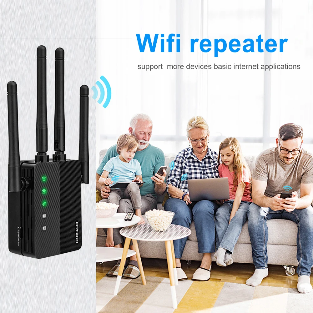 WLAN Repeater 1200Mbps WiFi Range Extender Dual Band 2.4G 5.8G 4 ...